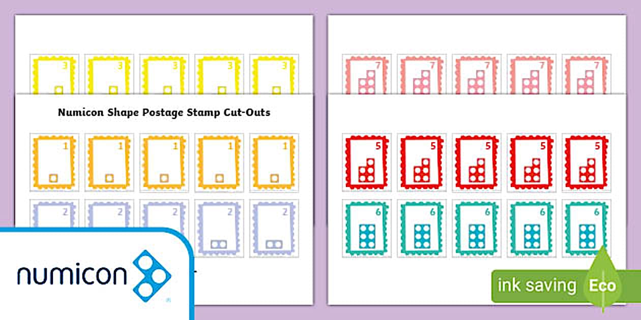 Numicon Shape Postage Stamp Cut-Outs